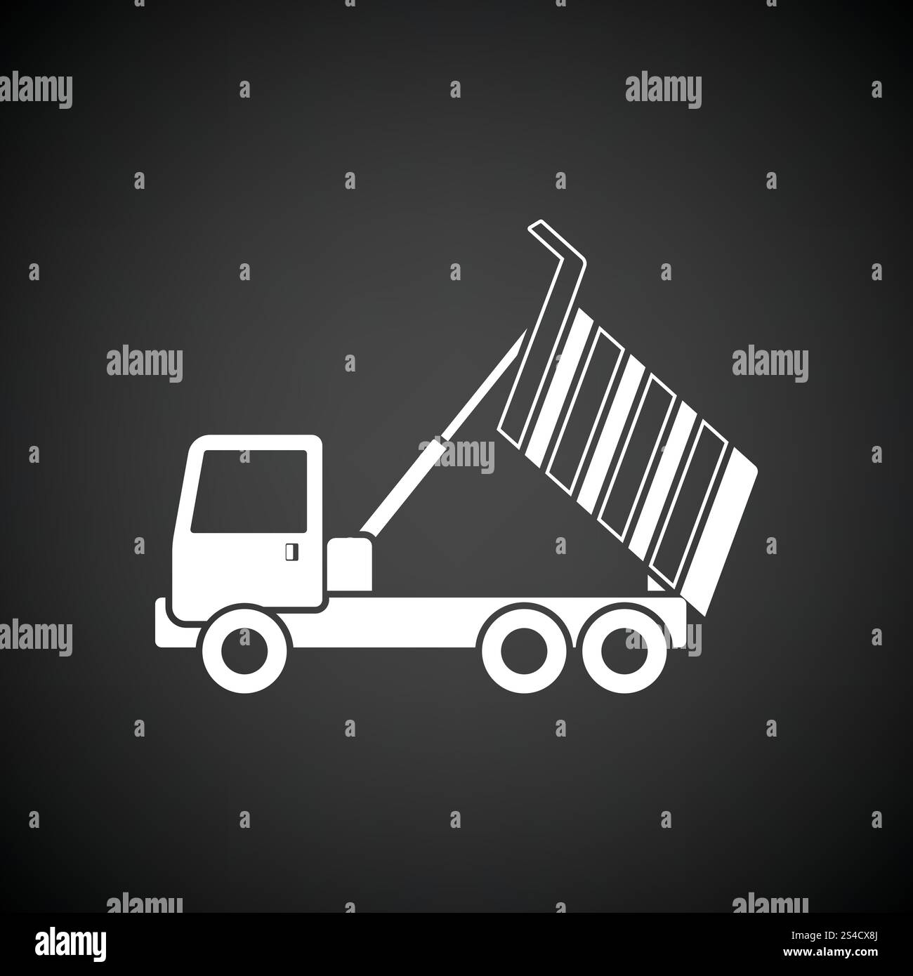 Icon of tipper. Black background with white. Vector illustration Stock ...