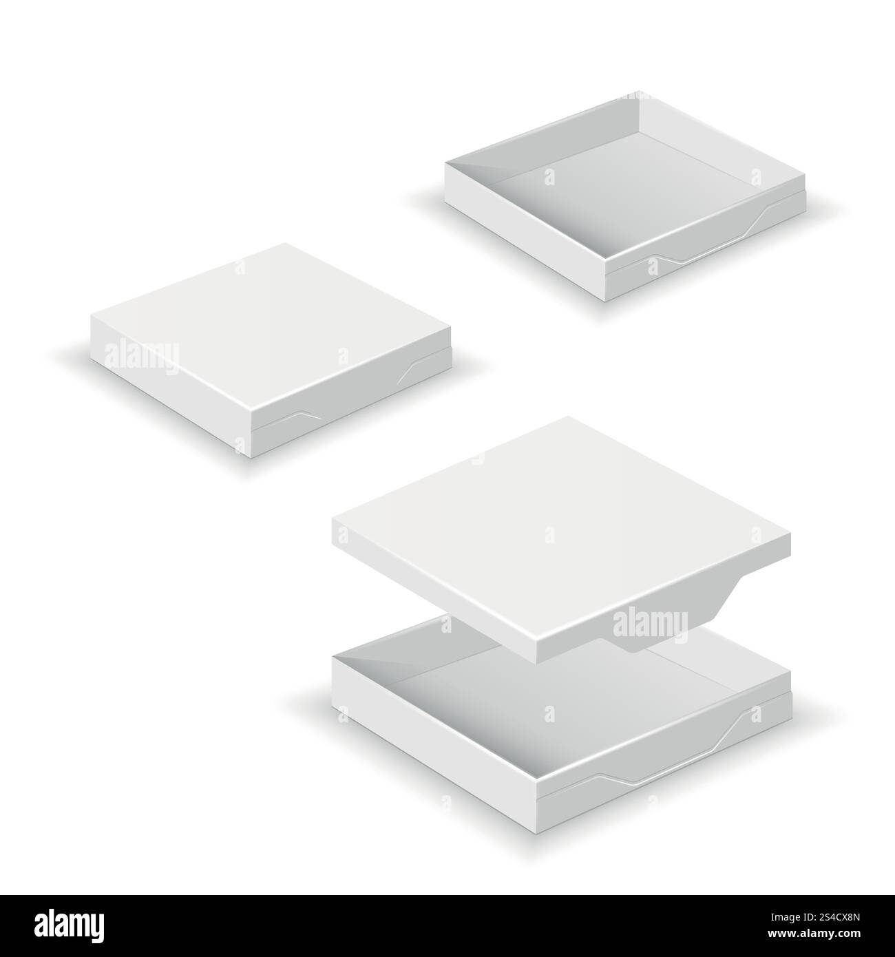 White square flat empty 3d boxes isolated. White square flat empty 3d ...