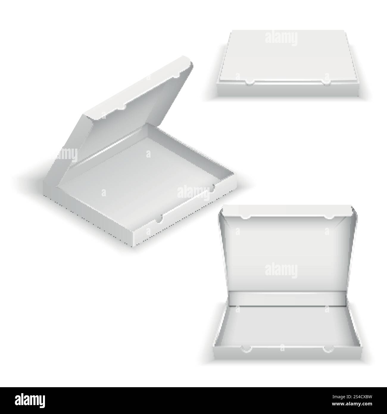 Realistic 3d empty pizza boxes isolated on white vector illustration ...