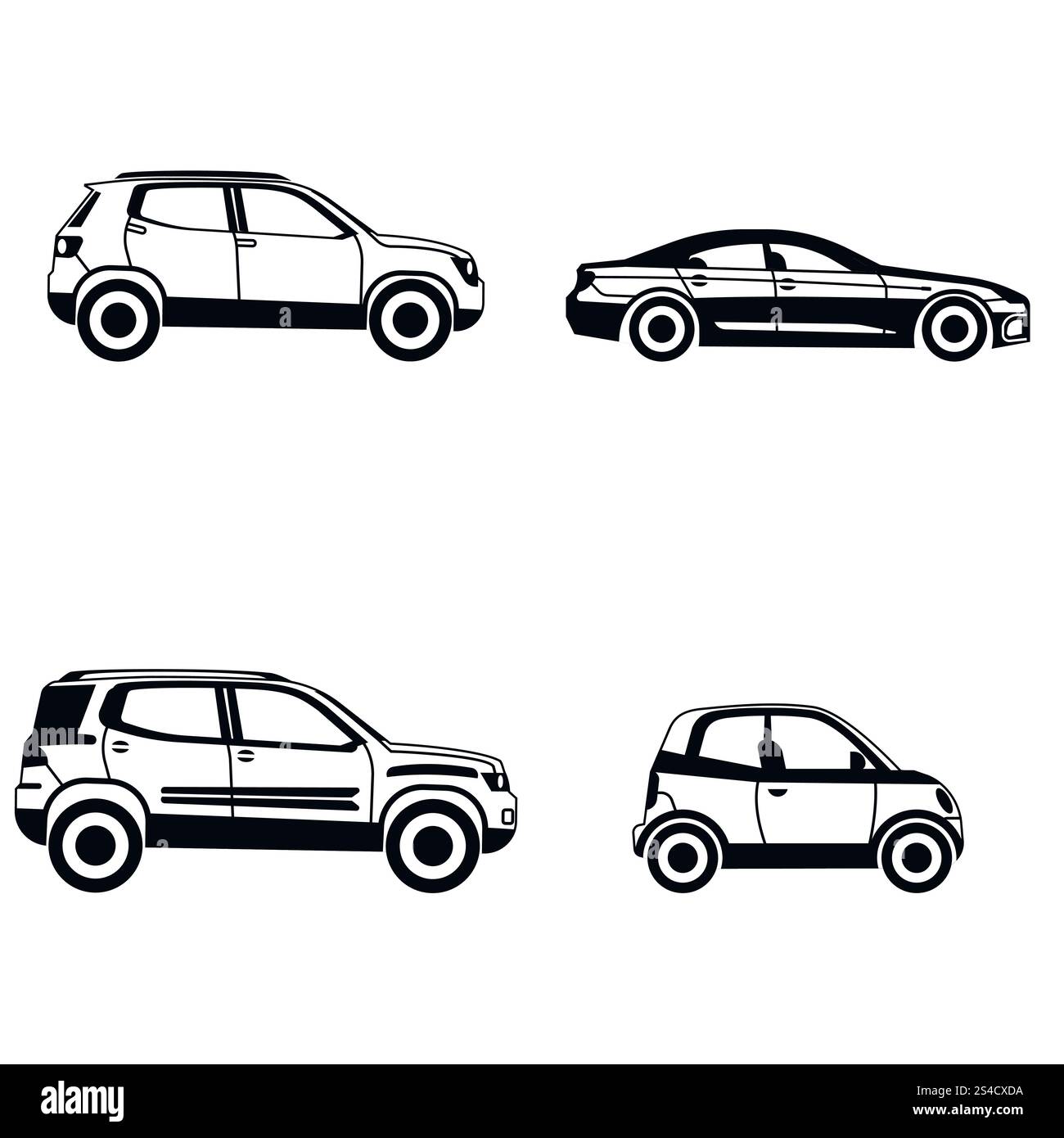 Car type in simple style on white background. Black car type in simple ...