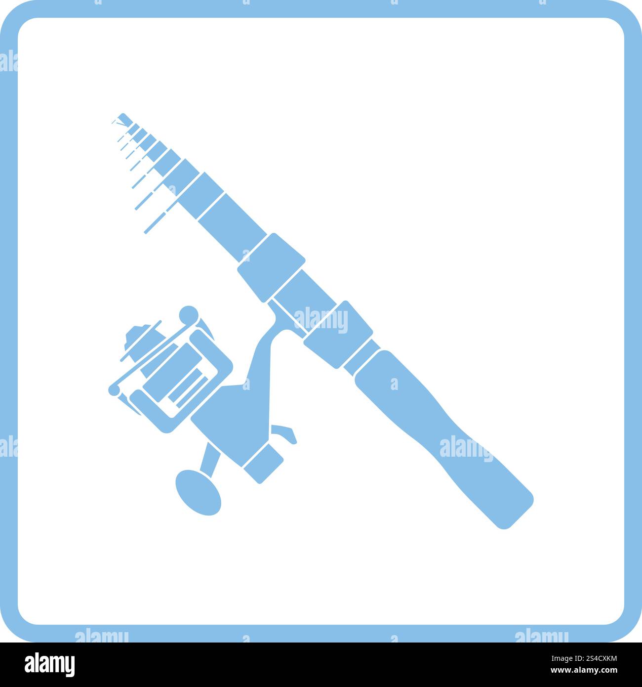 Icon of curved fishing tackle. Blue frame design. Vector illustration ...