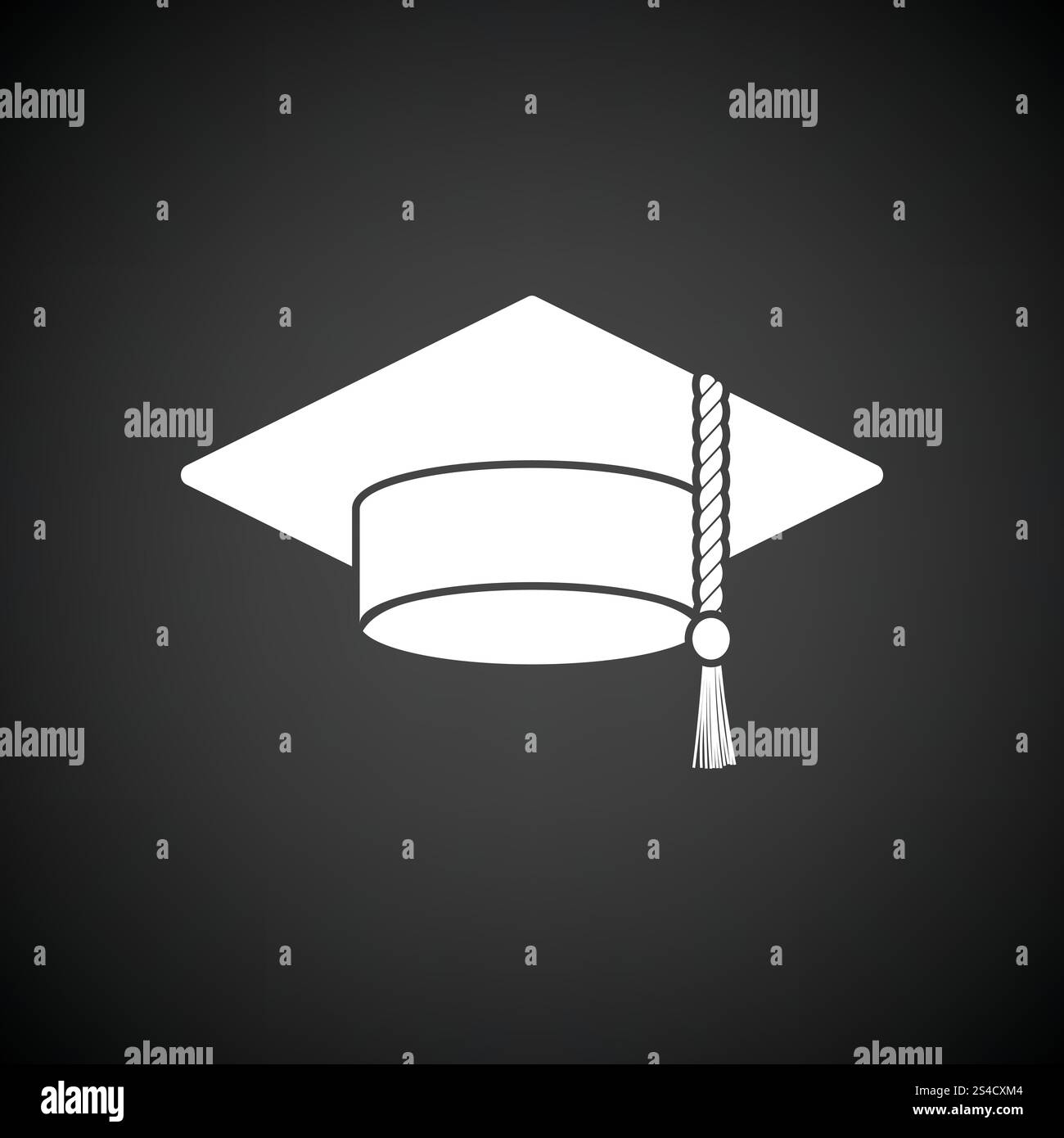 Graduation cap icon. Black background with white. Vector illustration ...