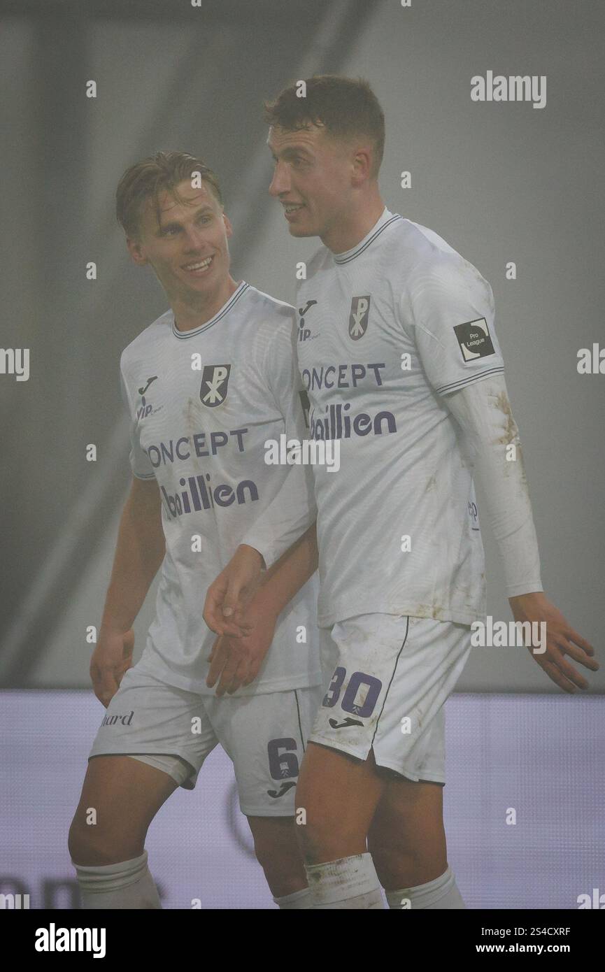 Waregem, Belgium. 11th Jan, 2025. Patro Eisden's Simon Bammens ...