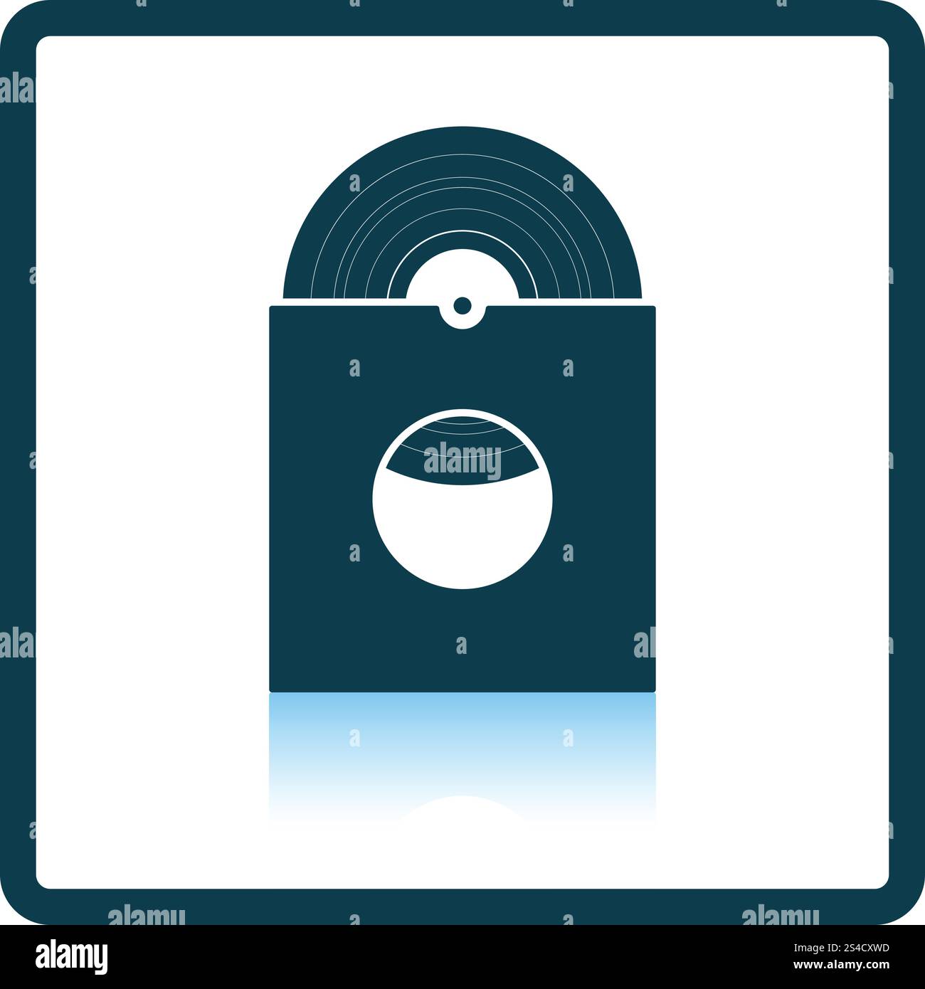 Vinyl record in envelope icon. Shadow reflection design. Vector ...