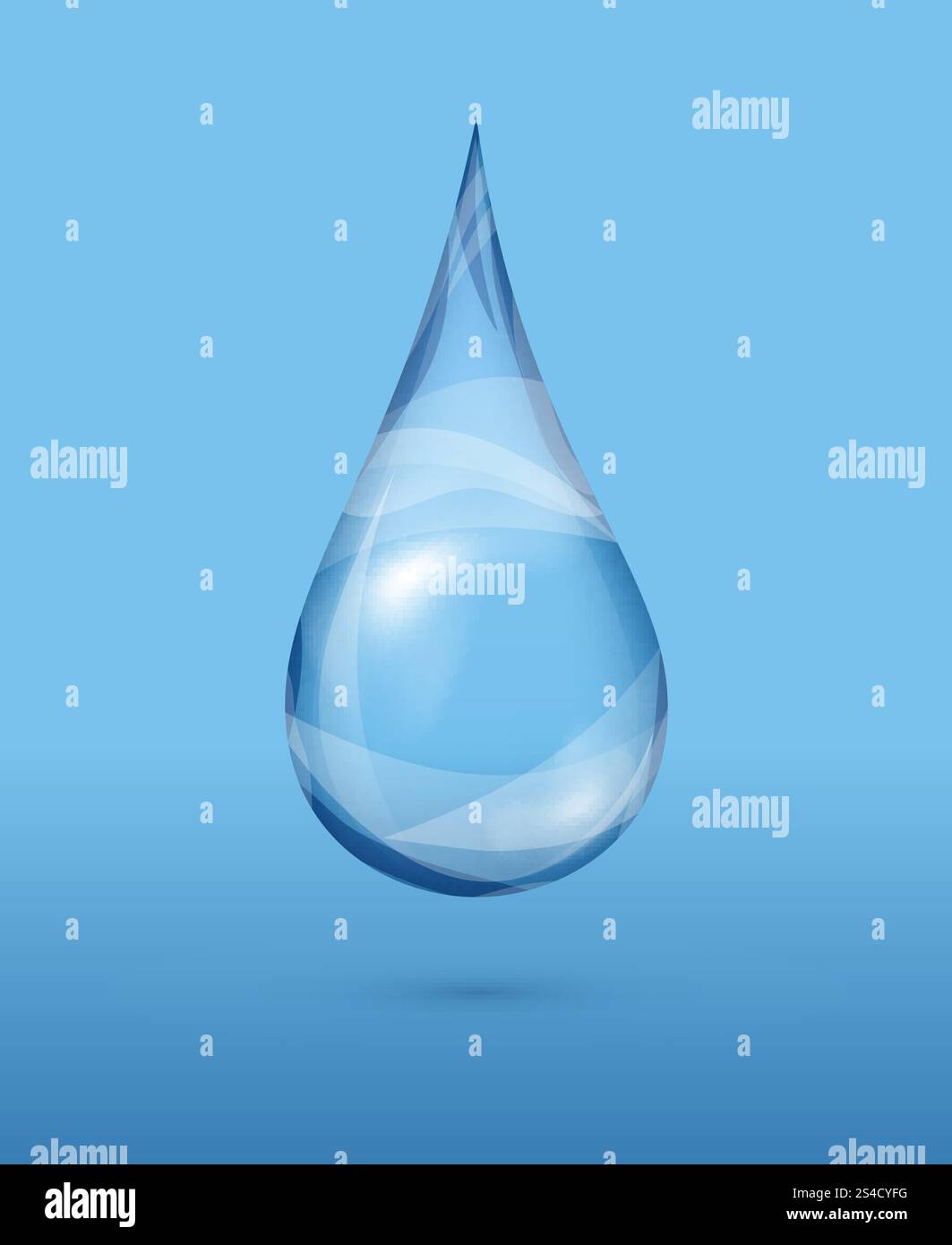 Realistic transparent water drop over blue background. Realistic ...