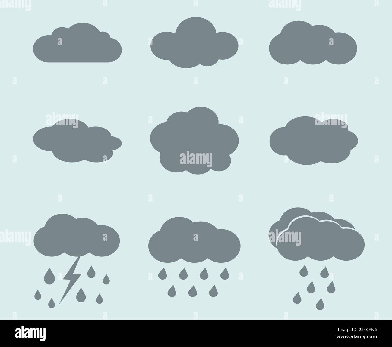 Vector weather icons set. Clouds and rain. Vector weather icons set ...