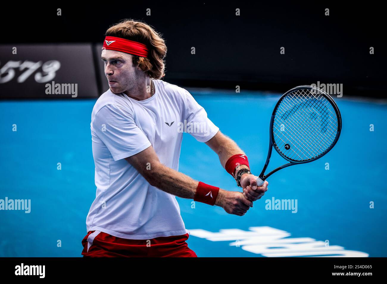 January 11, 2025: MELBOURNE, AUSTRALIA - JANUARY 11: Andrey Rublev ...