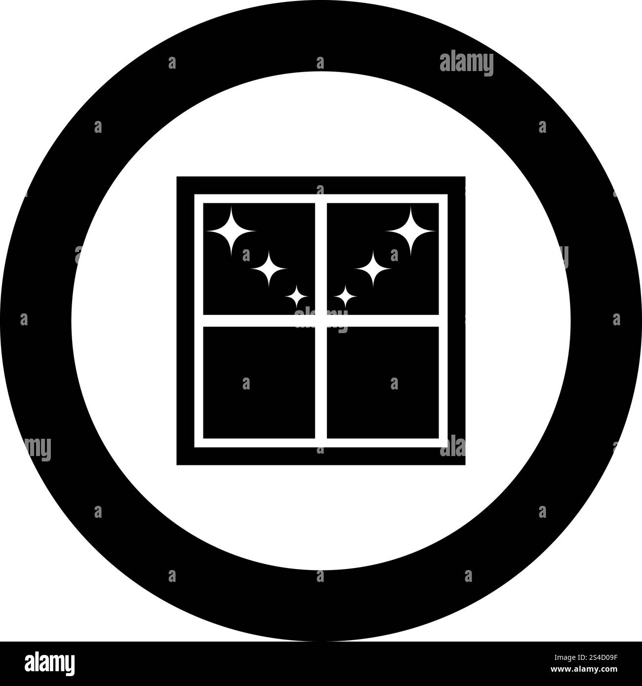 Window overlooking the night stars icon black color in round circle ...