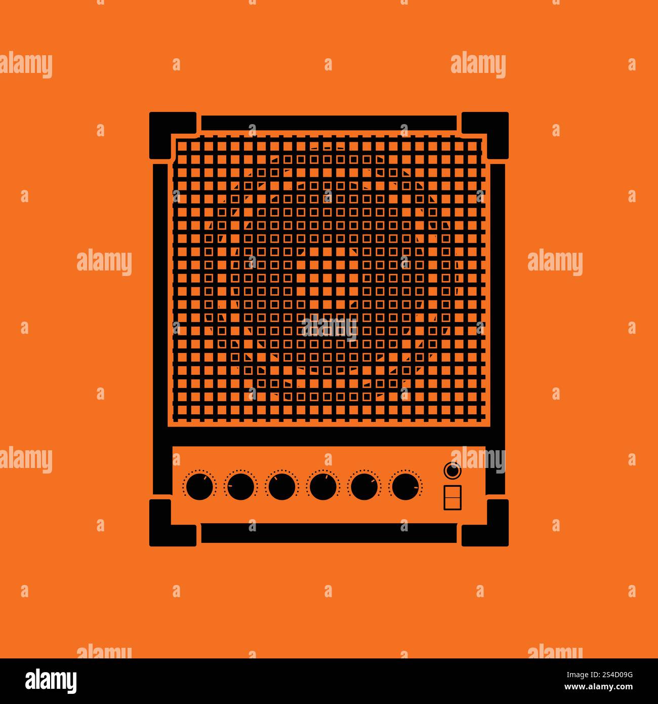 Audio monitor icon. Orange background with black. Vector illustration ...