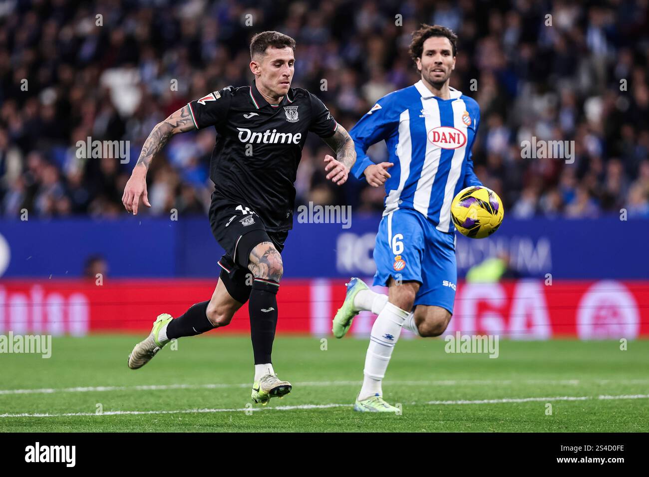 Daniel Raba of CD Leganes and Leandro Cabrera of RCD Espanyol in action ...