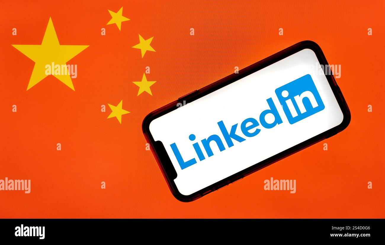 In this photo illustration, the LinkedIn logo is seen displayed on a ...