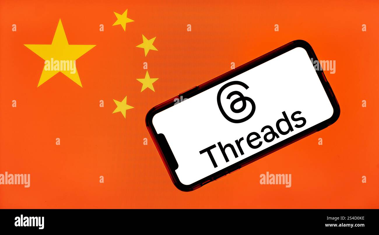 In this photo illustration, the Threads logo is seen displayed on a ...