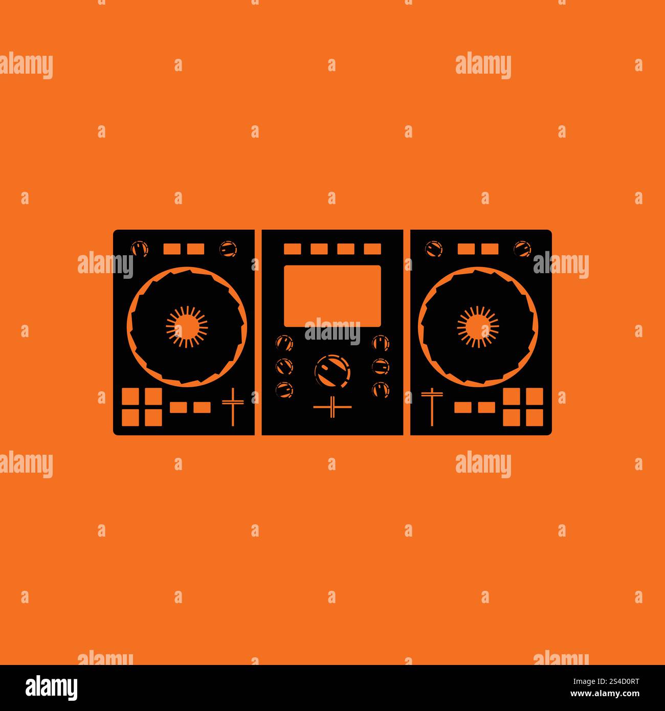 DJ icon. Orange background with black. Vector illustration Stock Vector ...