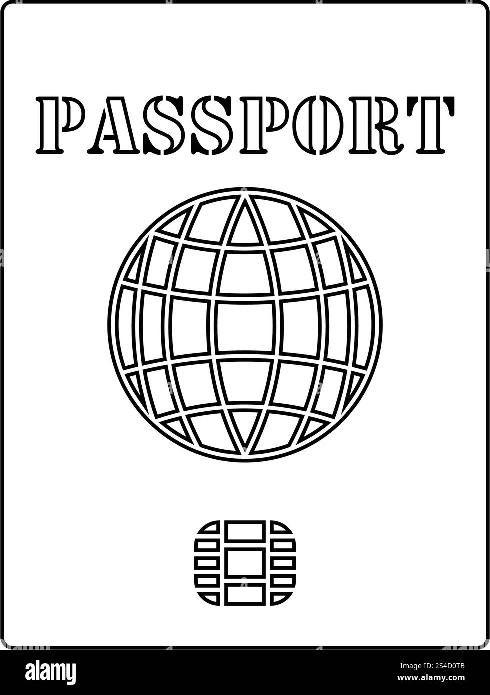 Icon of passport with chip. Thin line design. Vector illustration Stock ...