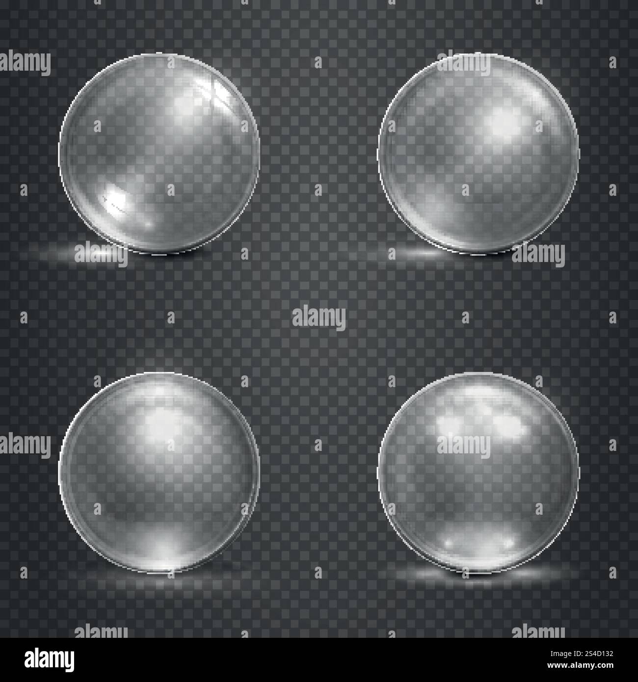 Shine 3D glass spheres, magic balls, crystal orbs vector. Set of glass ...