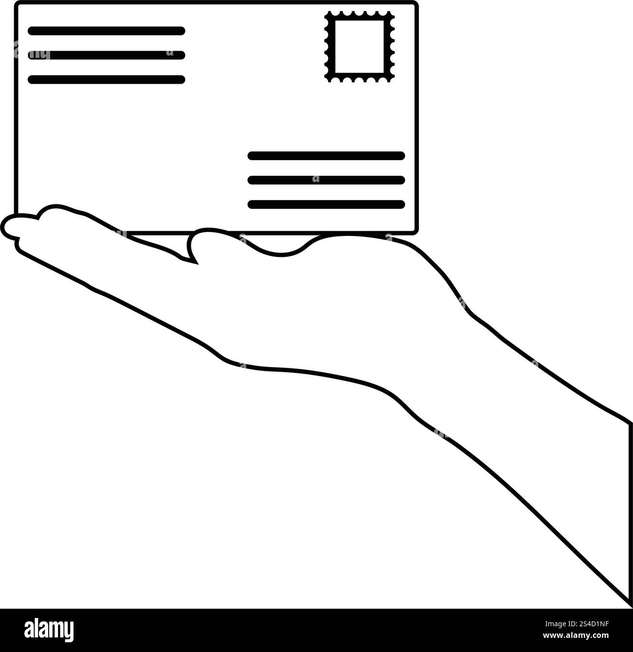 Icon of Hand holding letter. Thin line design. Vector illustration ...