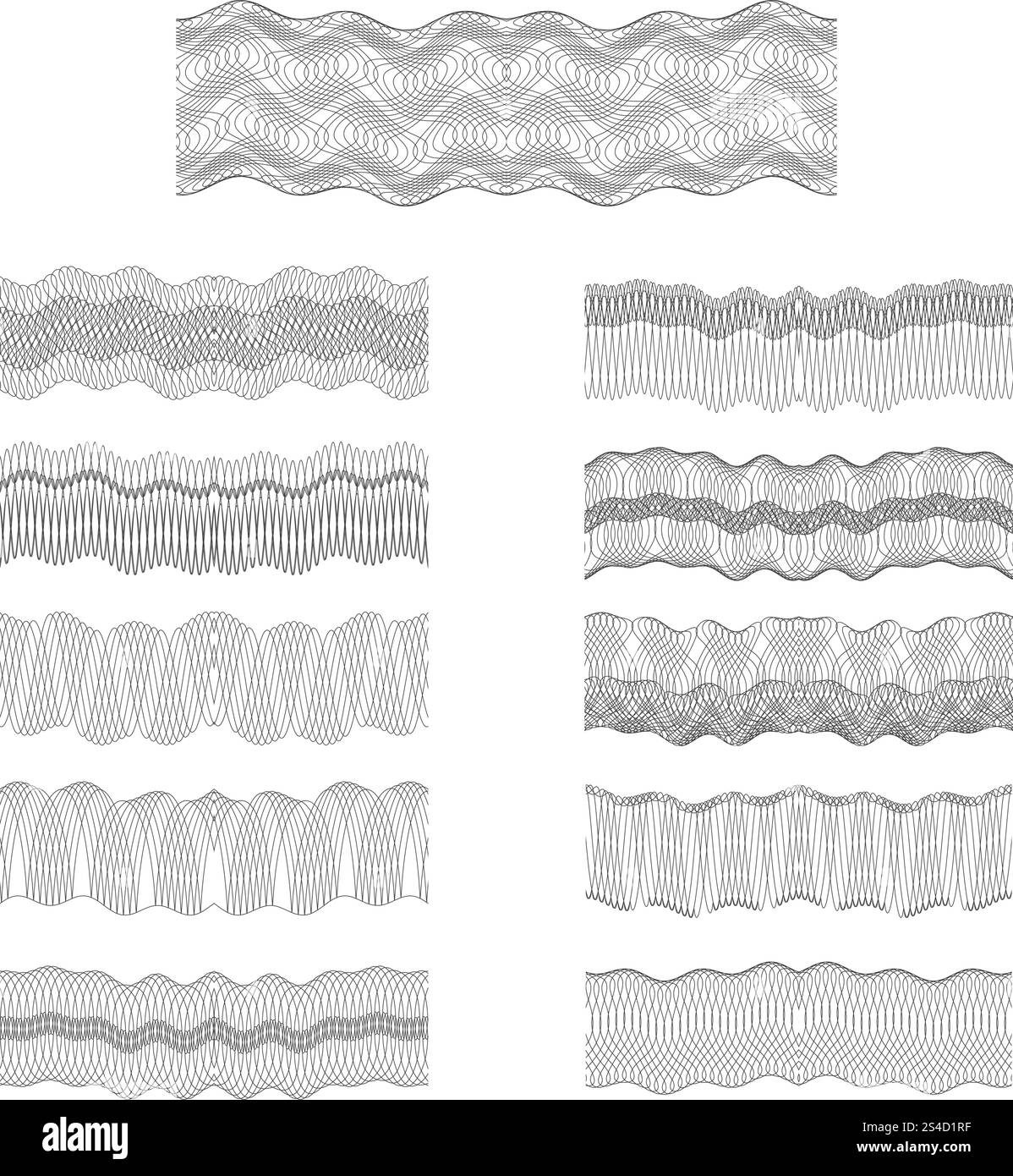 Guilloche vector borders set engraving money pattern texture. Guilloche vector borders set ...