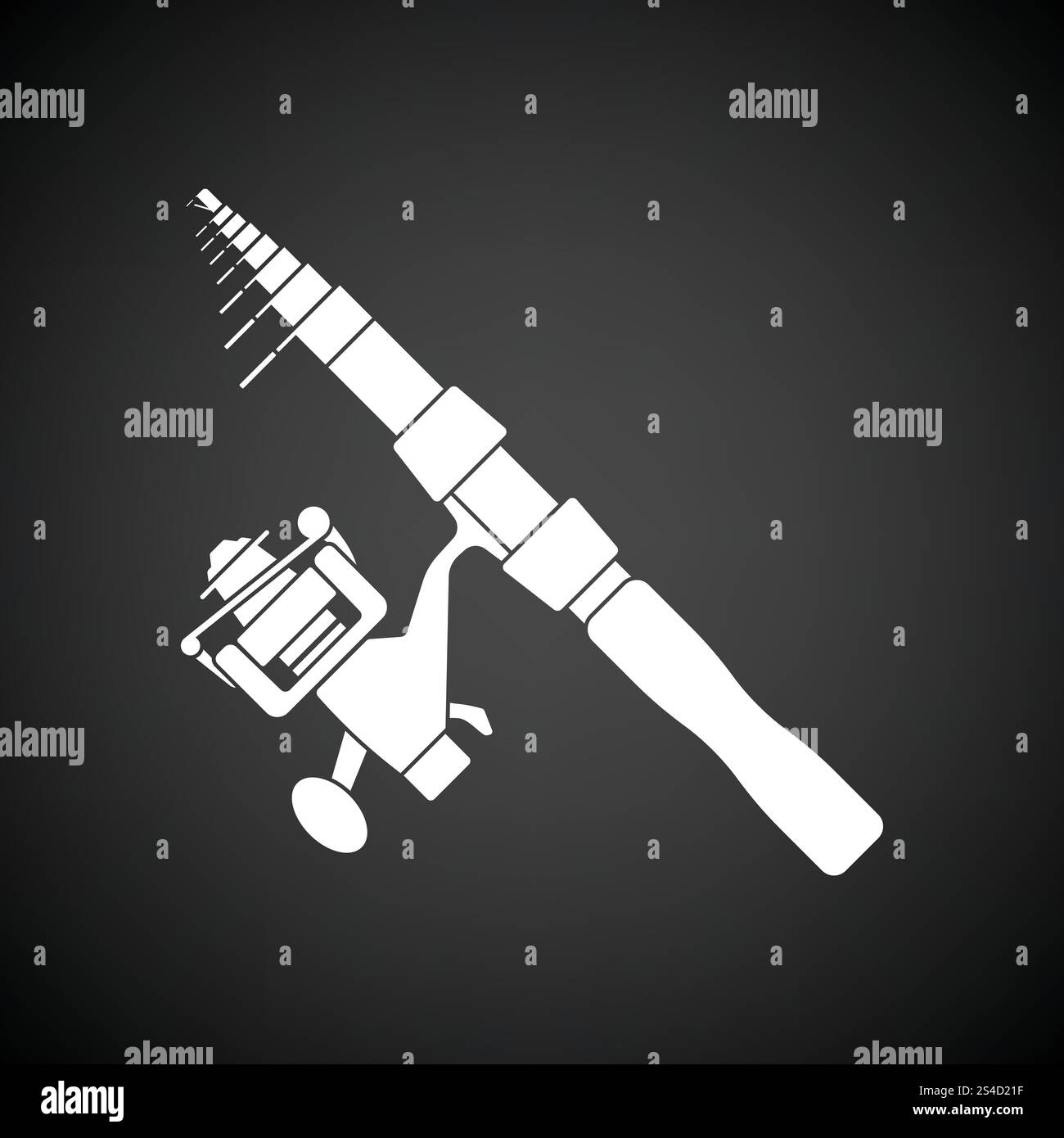 Icon of curved fishing tackle. Black background with white. Vector ...