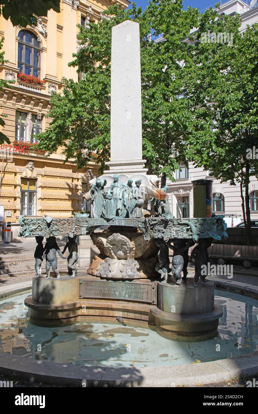 Vienna - The fountain of St. Charles Borromeo by Eduard Hauser (stone ...