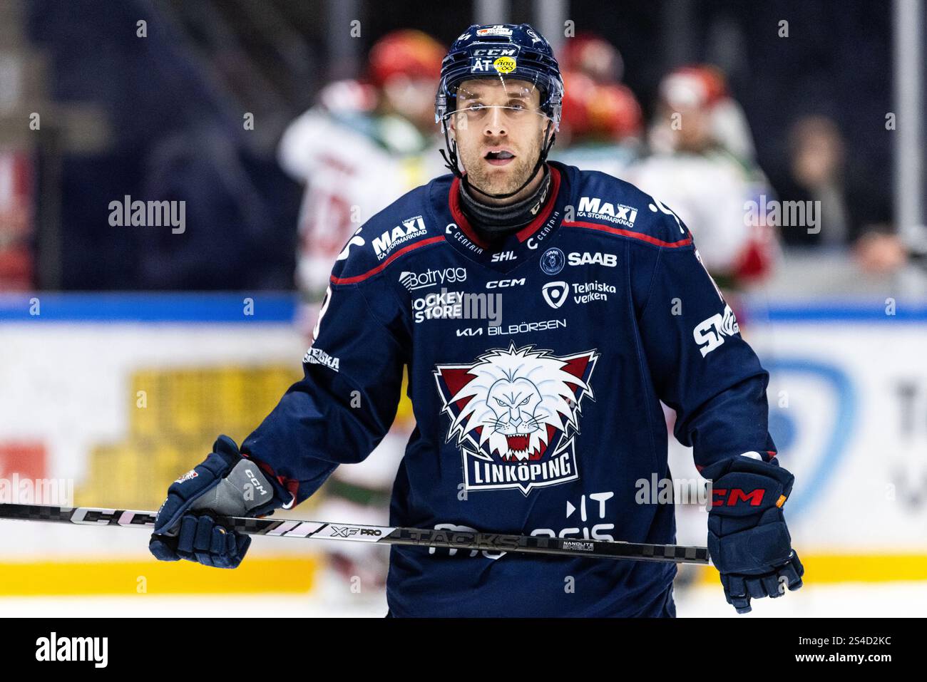 250111 Linköpings Patrick Russell deppar under ishockeymatchen i SHL mellan Linköping och Modo ...