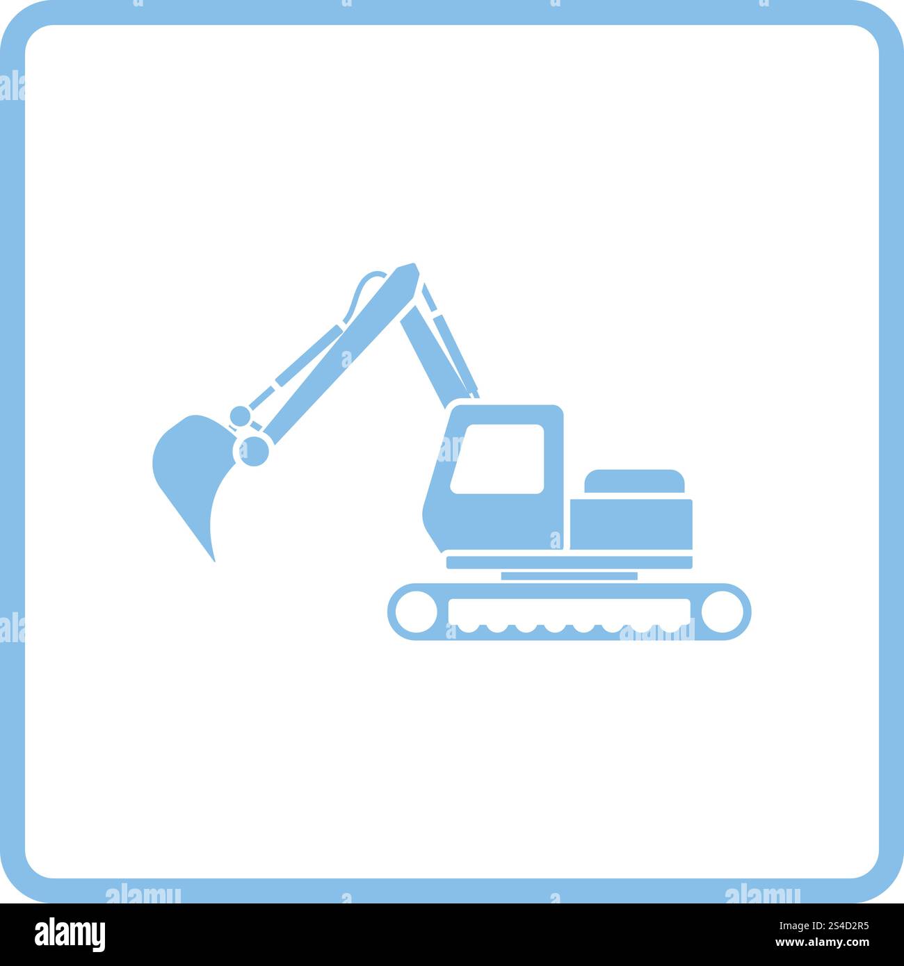 Icon of construction excavator. Blue frame design. Vector illustration ...