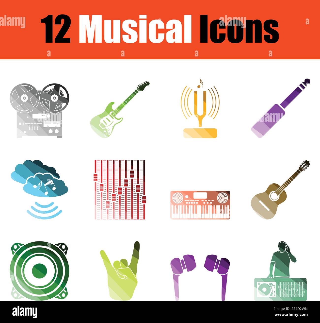 Set of musical icons. Gradient color design. Vector illustration Stock ...
