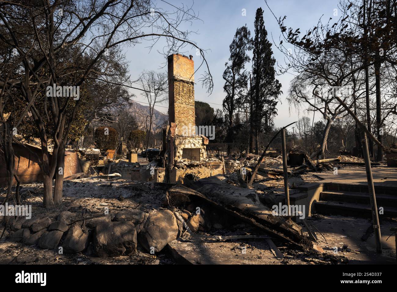 Aftermath from the Eaton Fire in the community of Altadena. Much of the ...