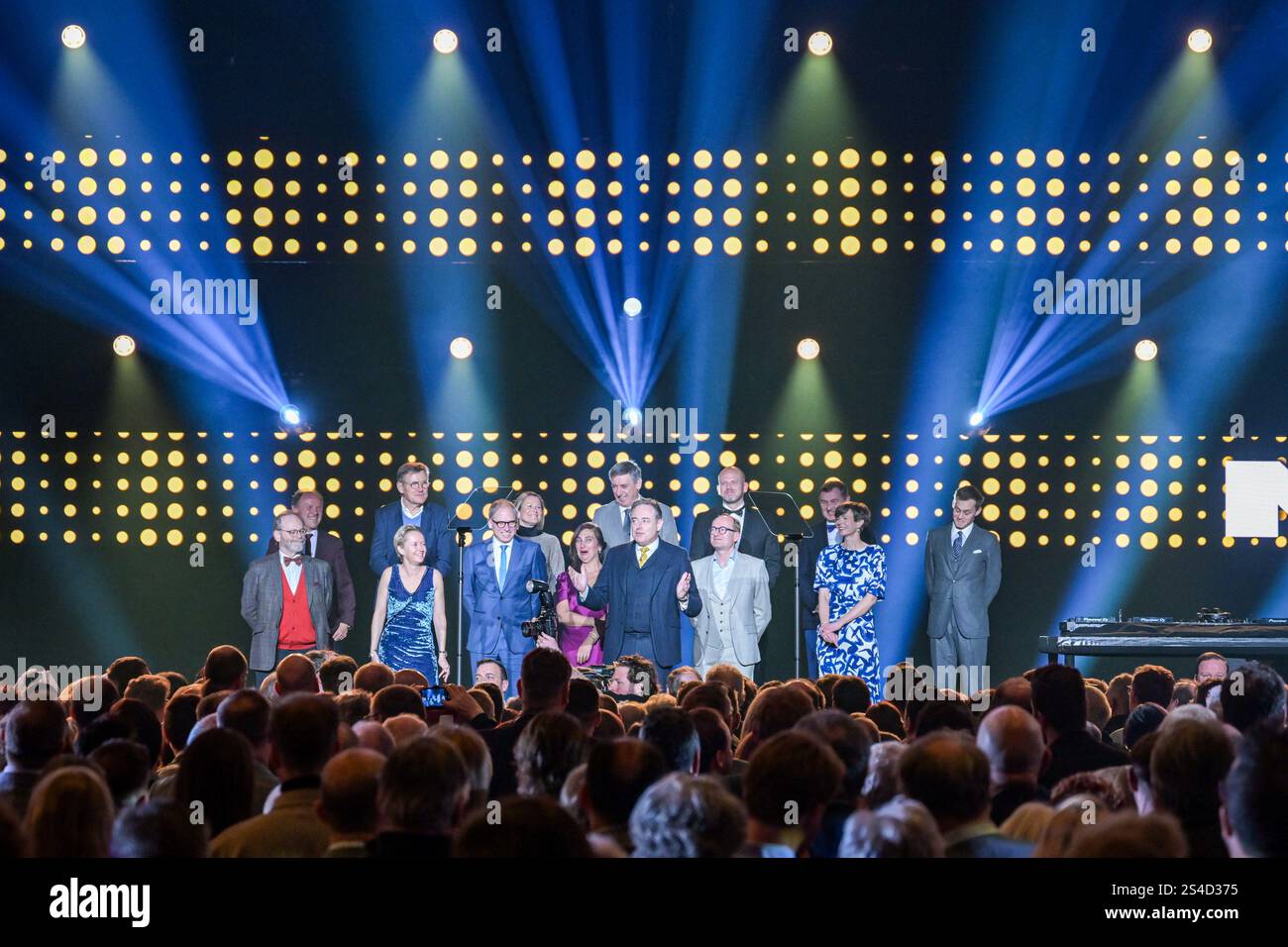 N-VA ministers and party members are pictured on stage during the ...