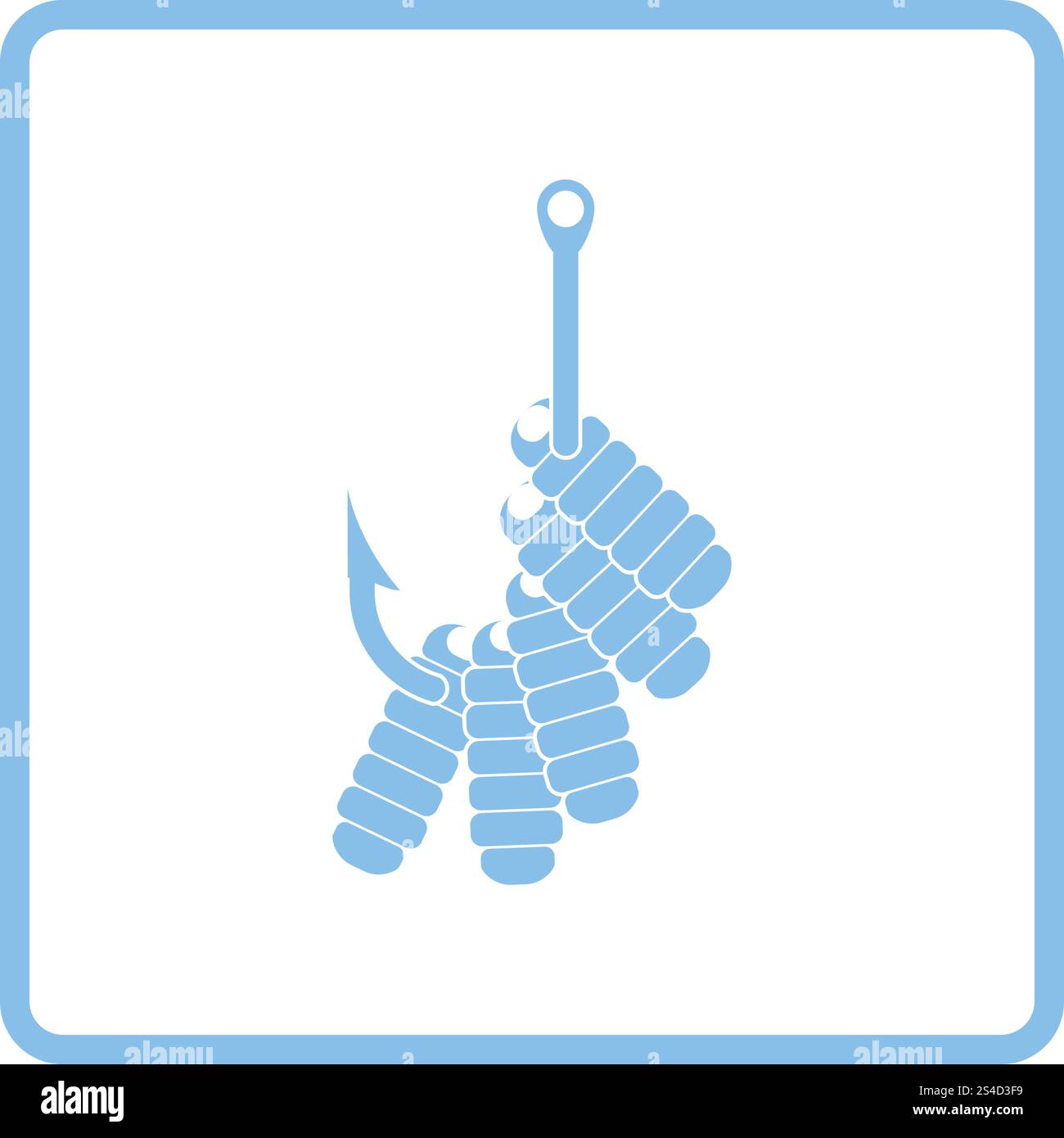 Icon of worm on hook. Blue frame design. Vector illustration Stock ...