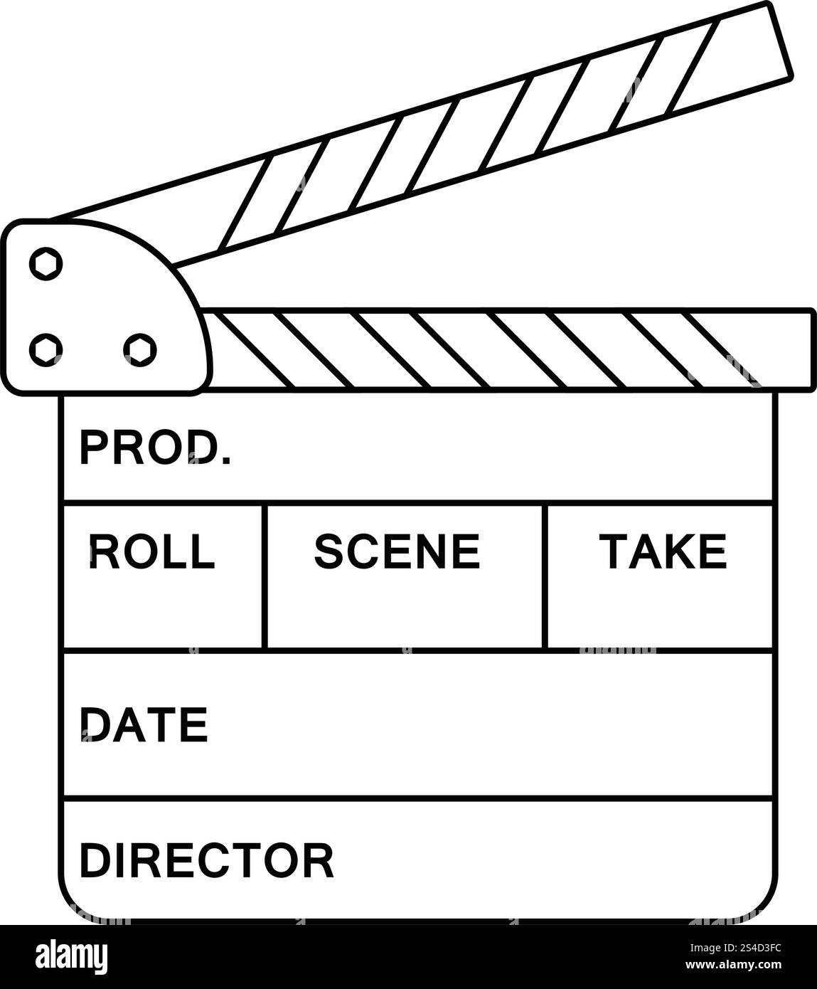 Movie clap board icon. Thin line design. Vector illustration Stock ...