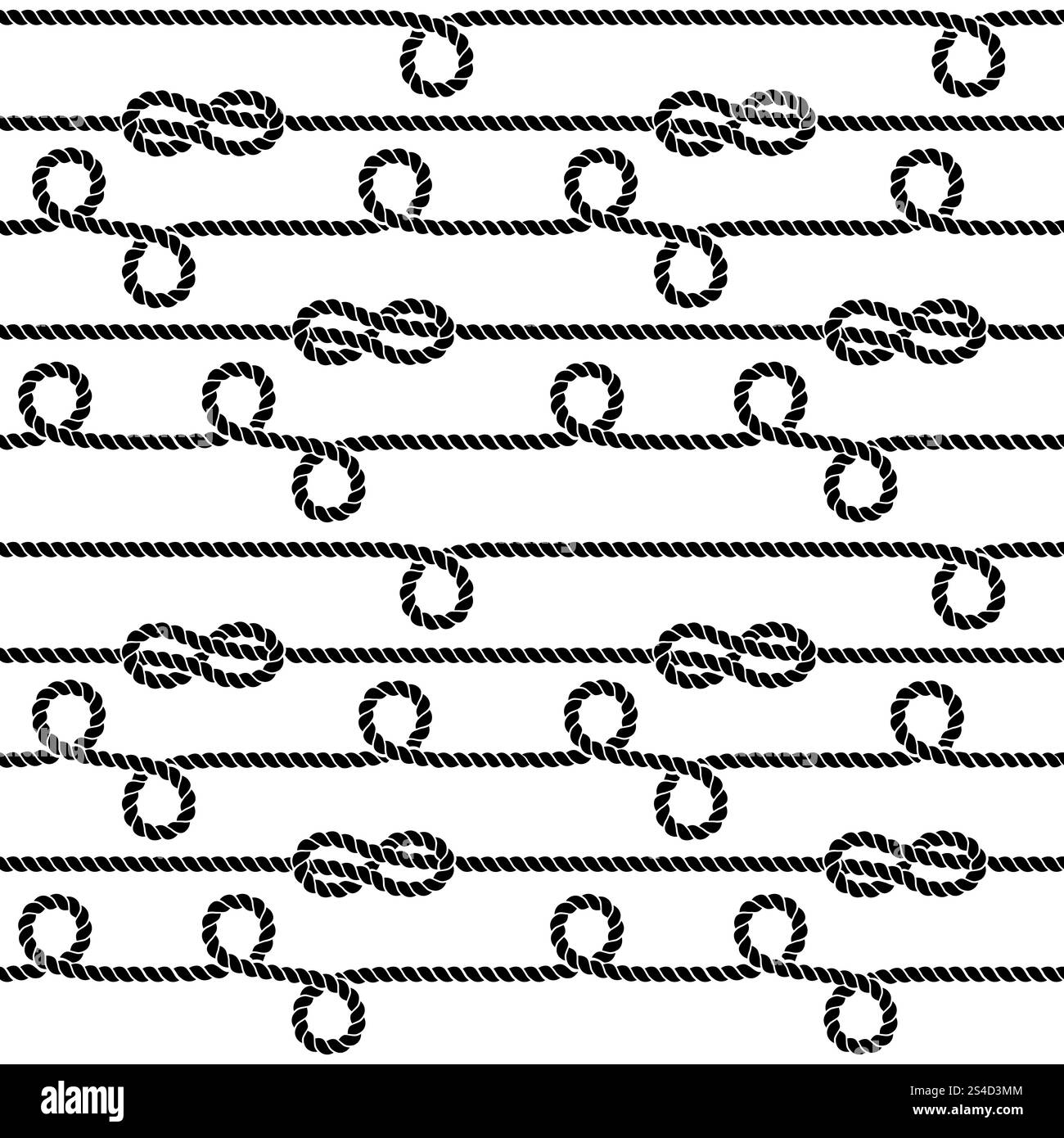 Nautical ropes and knots vector seamless pattern. Marine string ...