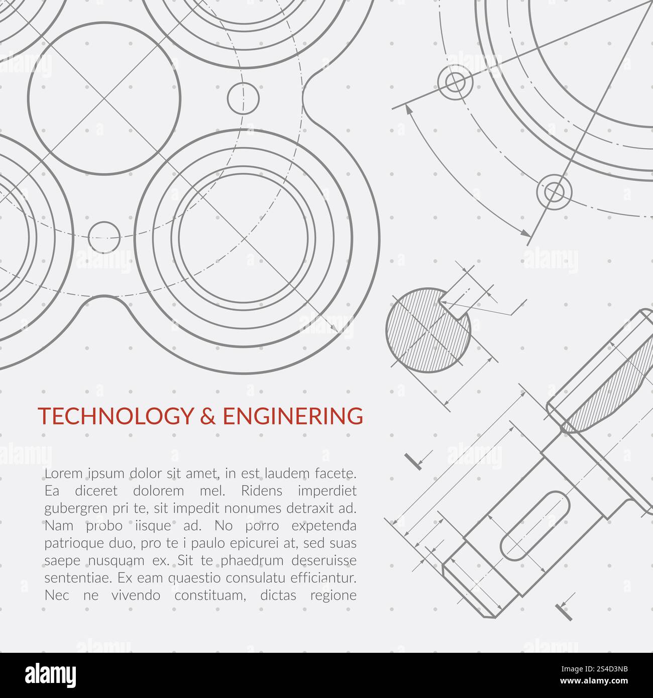 Engineering vector concept with part of machinery technical drawing ...