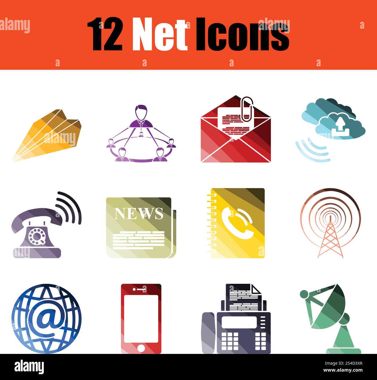 Set of communication icons. Gradient color design. Vector illustration ...