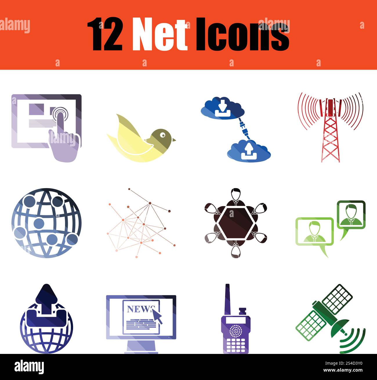 Set of communication icons. Gradient color design. Vector illustration ...