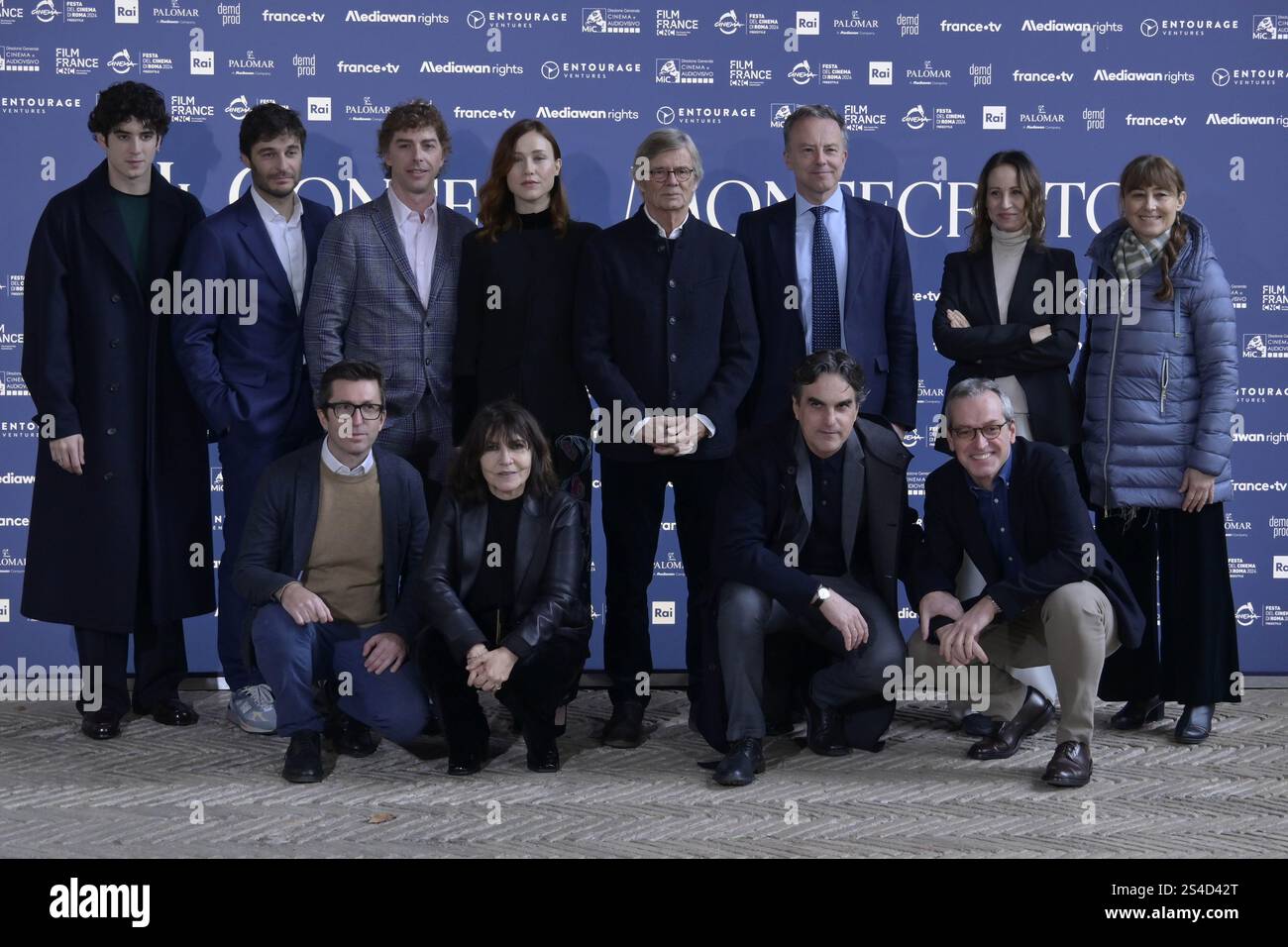 Rome, Italy. 10th Jan, 2025. The cast of the series with the Producers ...