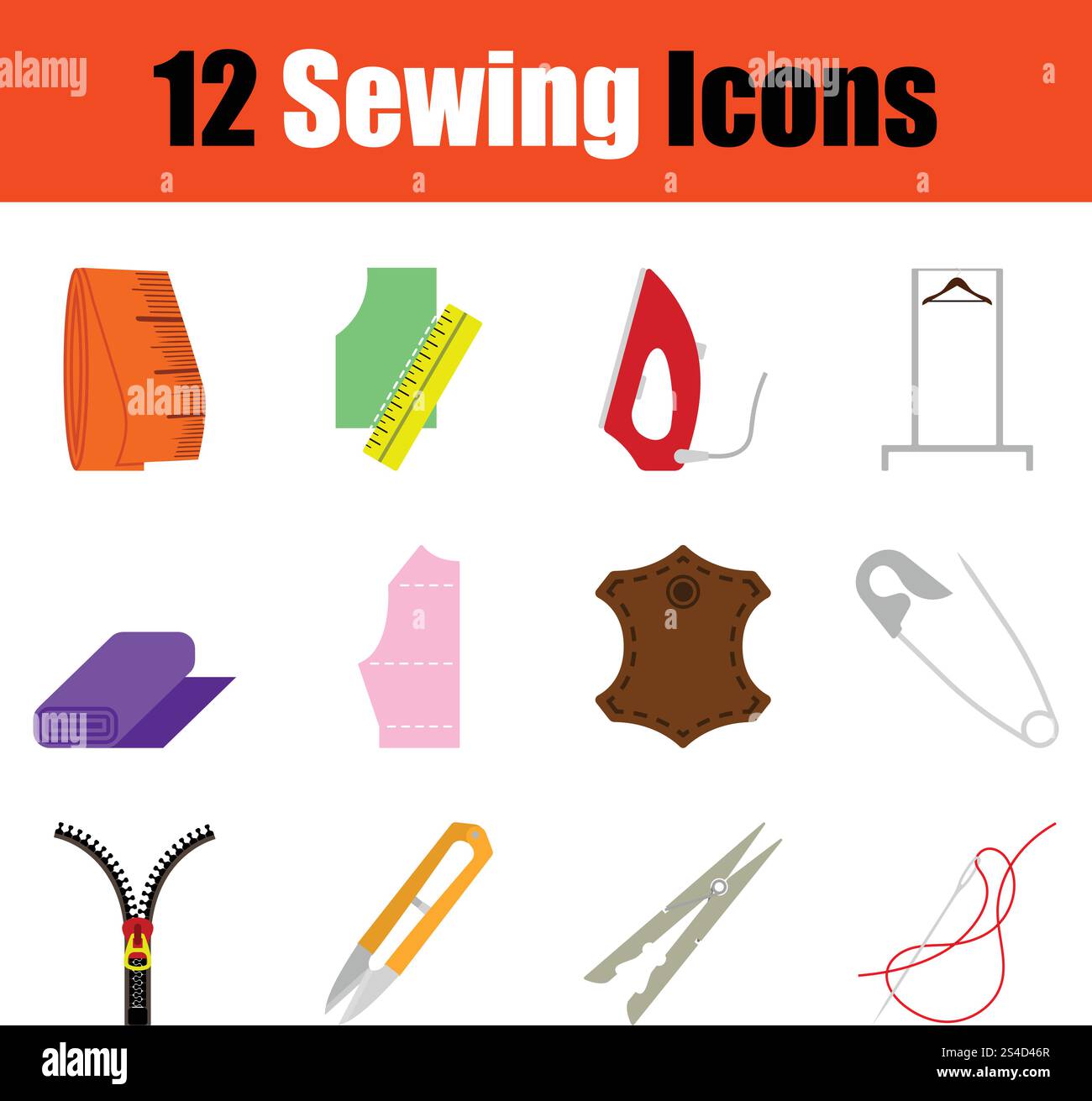 Set of sewing icons. Gradient color design. Vector illustration Stock ...