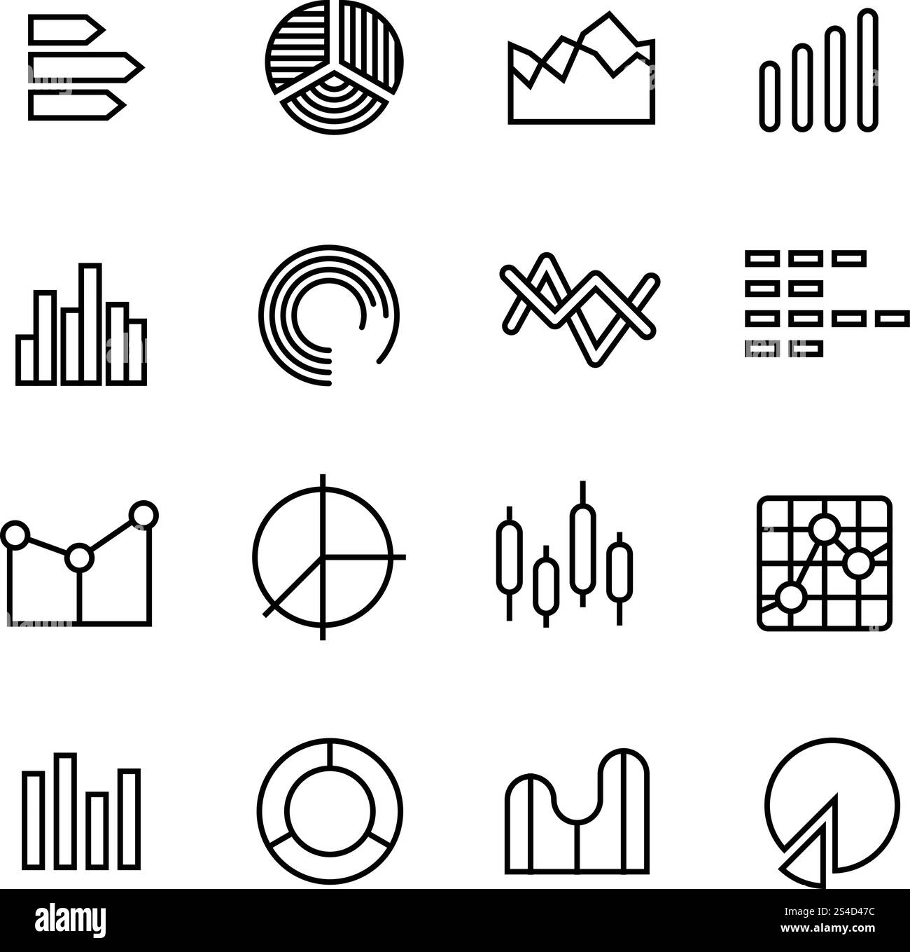 Graph Data Chart Statistics Data Representation Business Diagram Vector Thin Line Icons Data