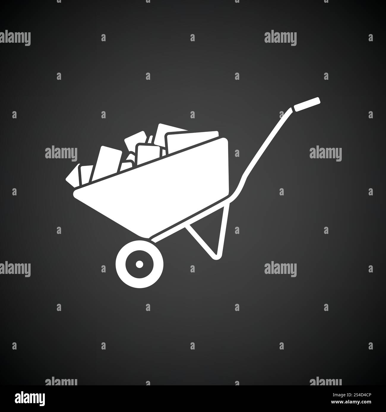 Icon of construction cart . Black background with white. Vector ...