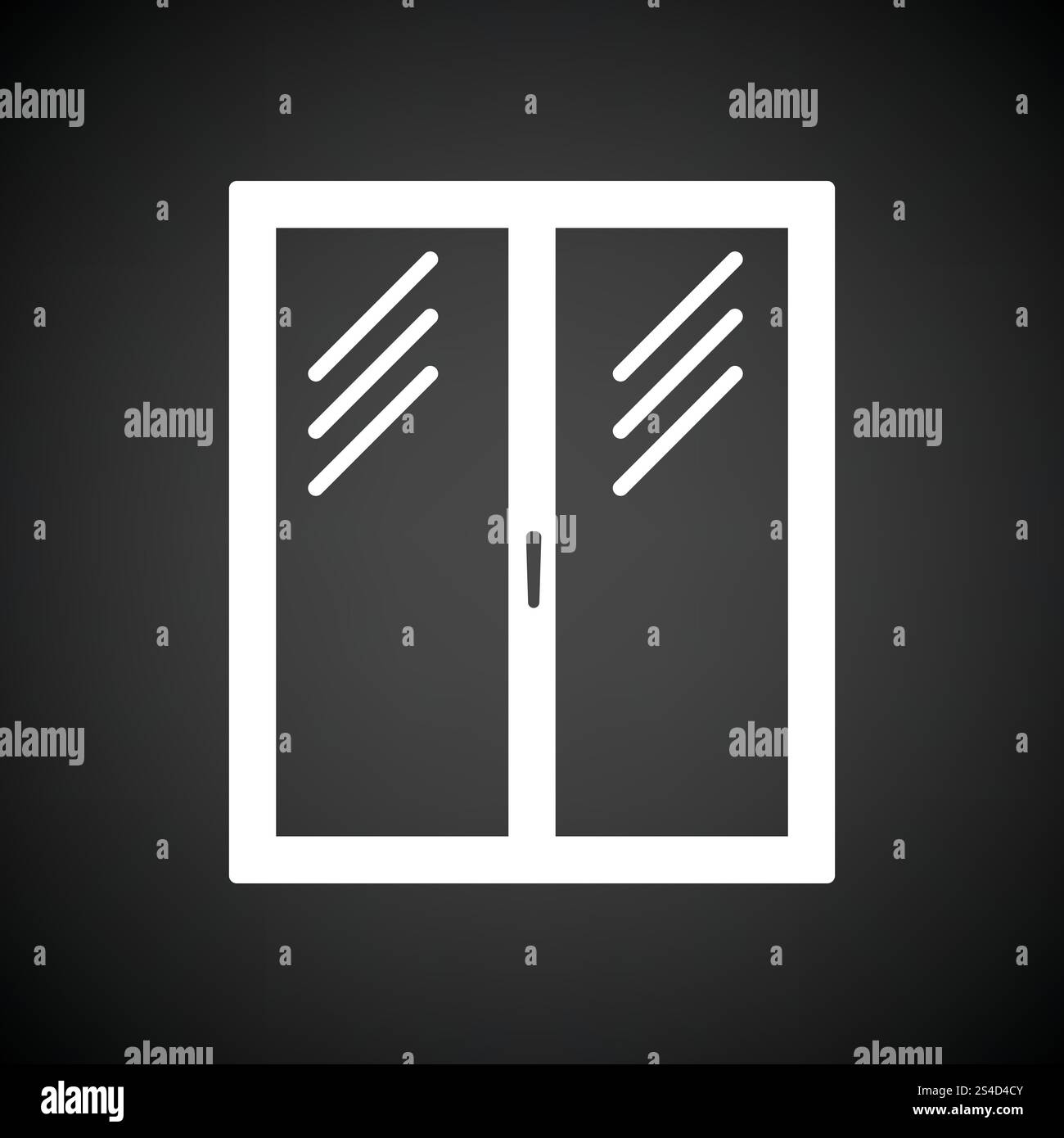 Icon of closed window frame. Black background with white. Vector ...