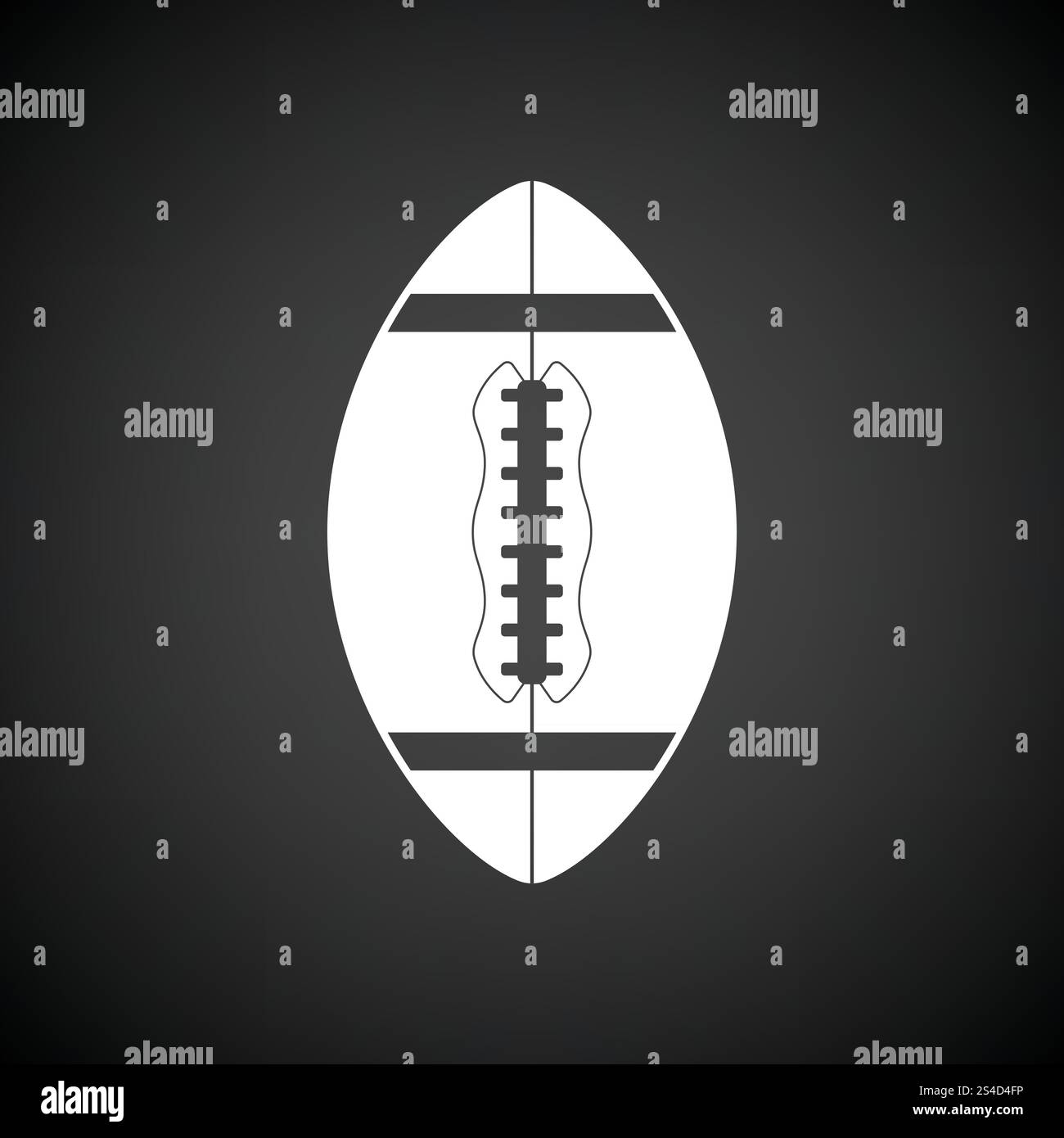 American football icon. Black background with white. Vector ...