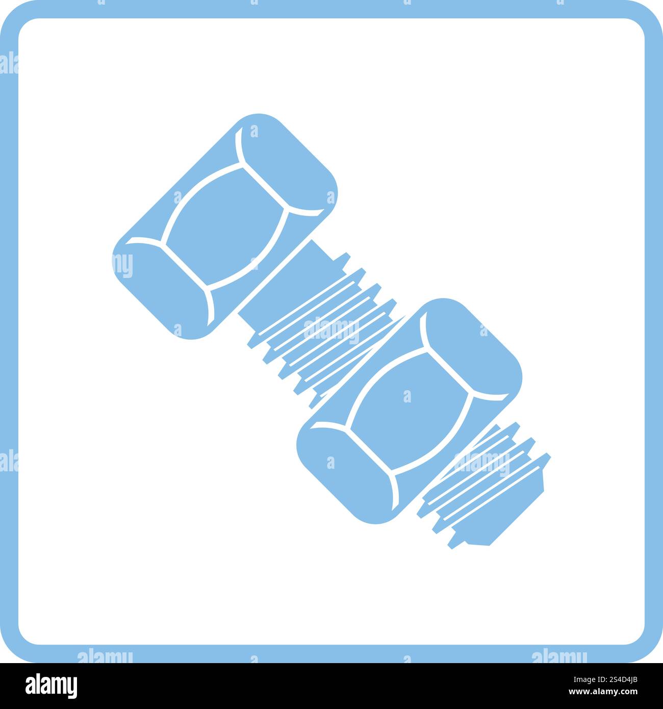 Icon of bolt and nut. Blue frame design. Vector illustration Stock ...