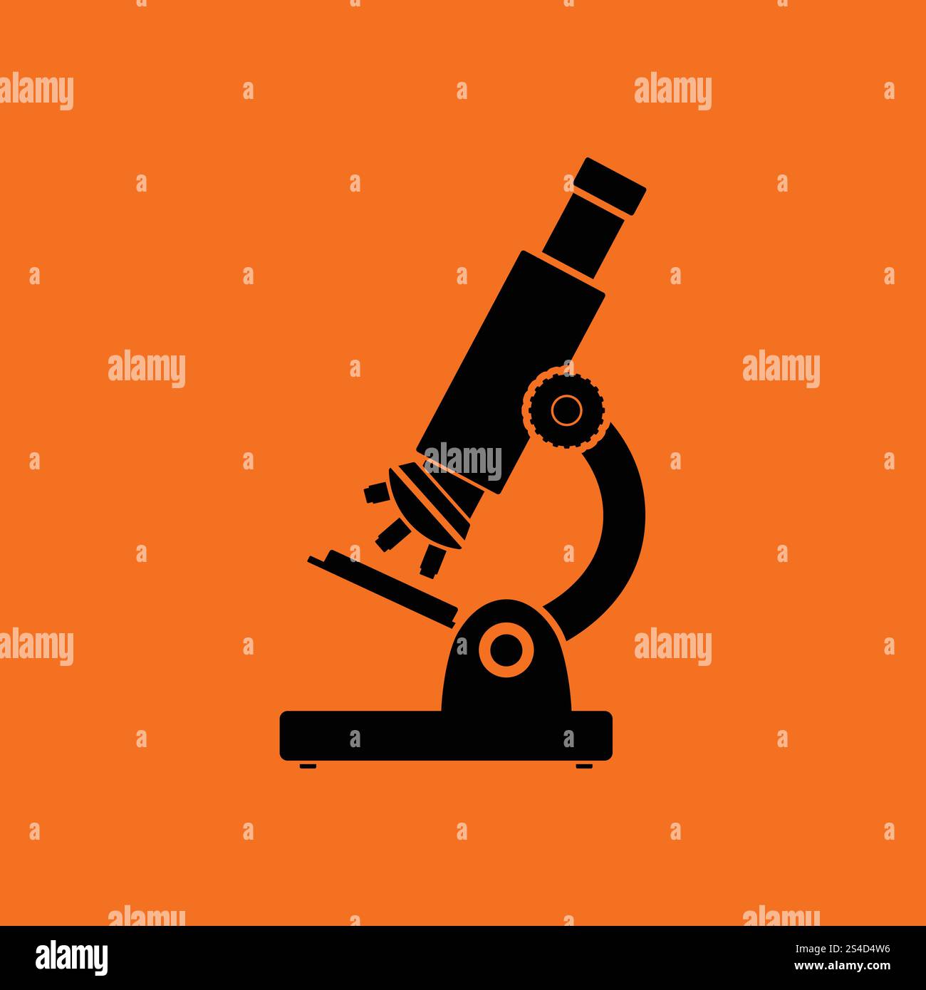 School microscope icon. Orange background with black. Vector ...