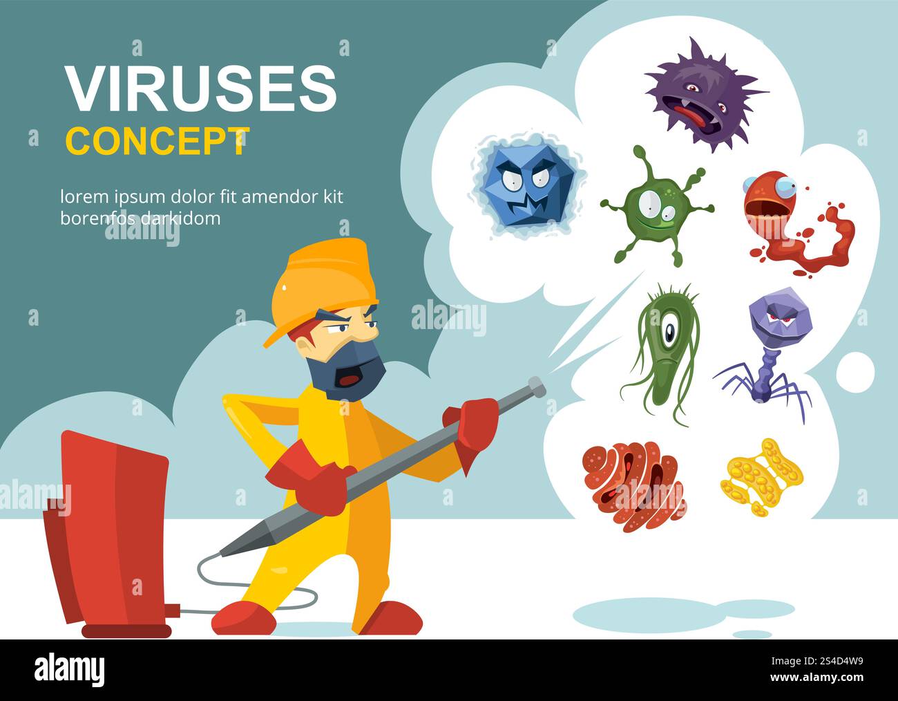 Anti germs, microbes vector sanitation concept. Sanitation and cleaner ...