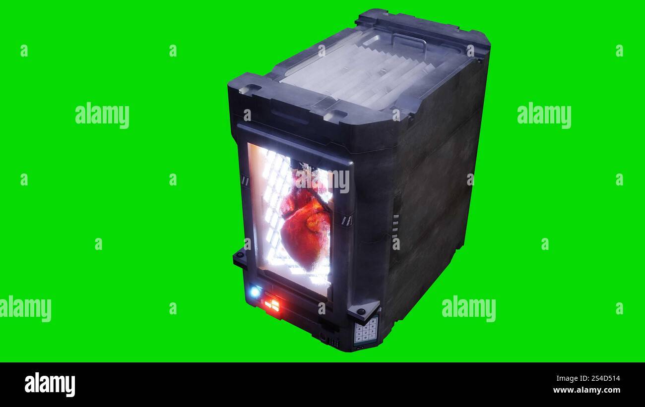 Growing a heart in a futuristic capsule. genetic engineering concept ...