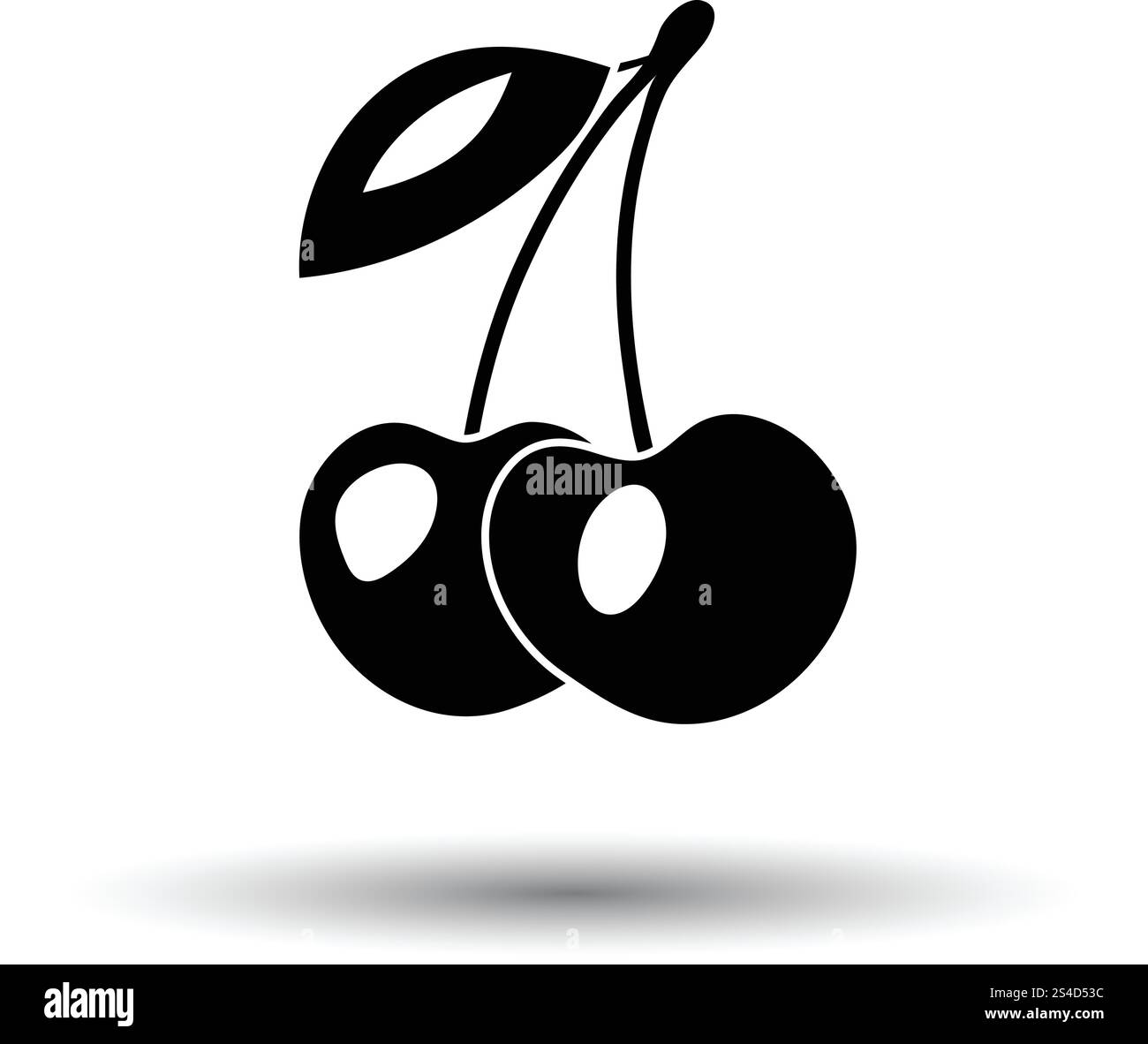 Icon of Cherry. White background with shadow design. Vector ...