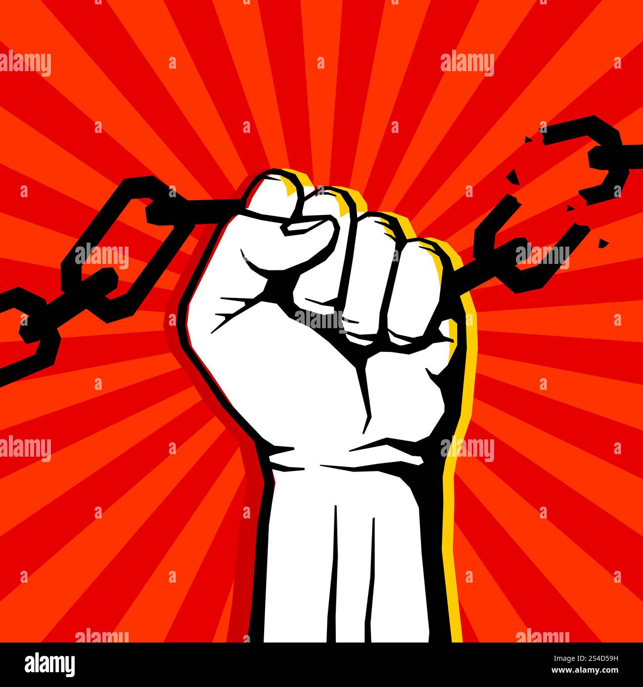 Breaking chain protest, rebel vector poster. Human hand breaking chain ... Breaking chain protest, rebel vector poster. Human hand breaking chain ...