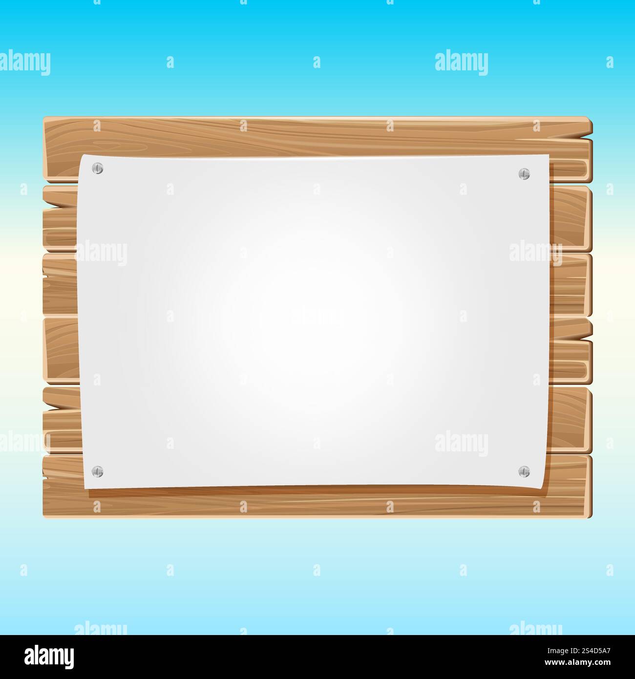 Wooden blank sign board with paper blue sky. Wood billboard poster ...