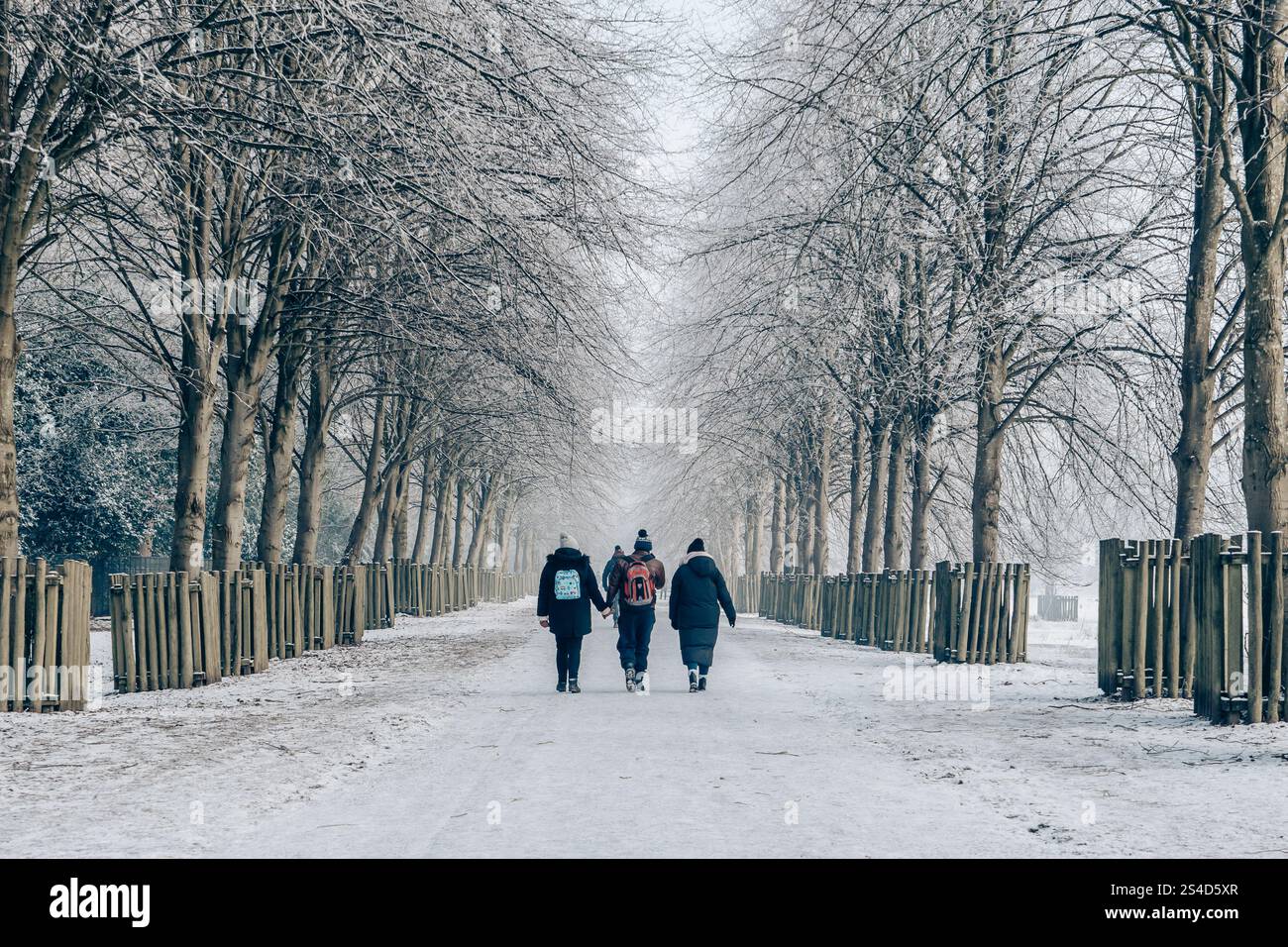 People walking in the snow and ice at National Trust Dunham, Massey ...