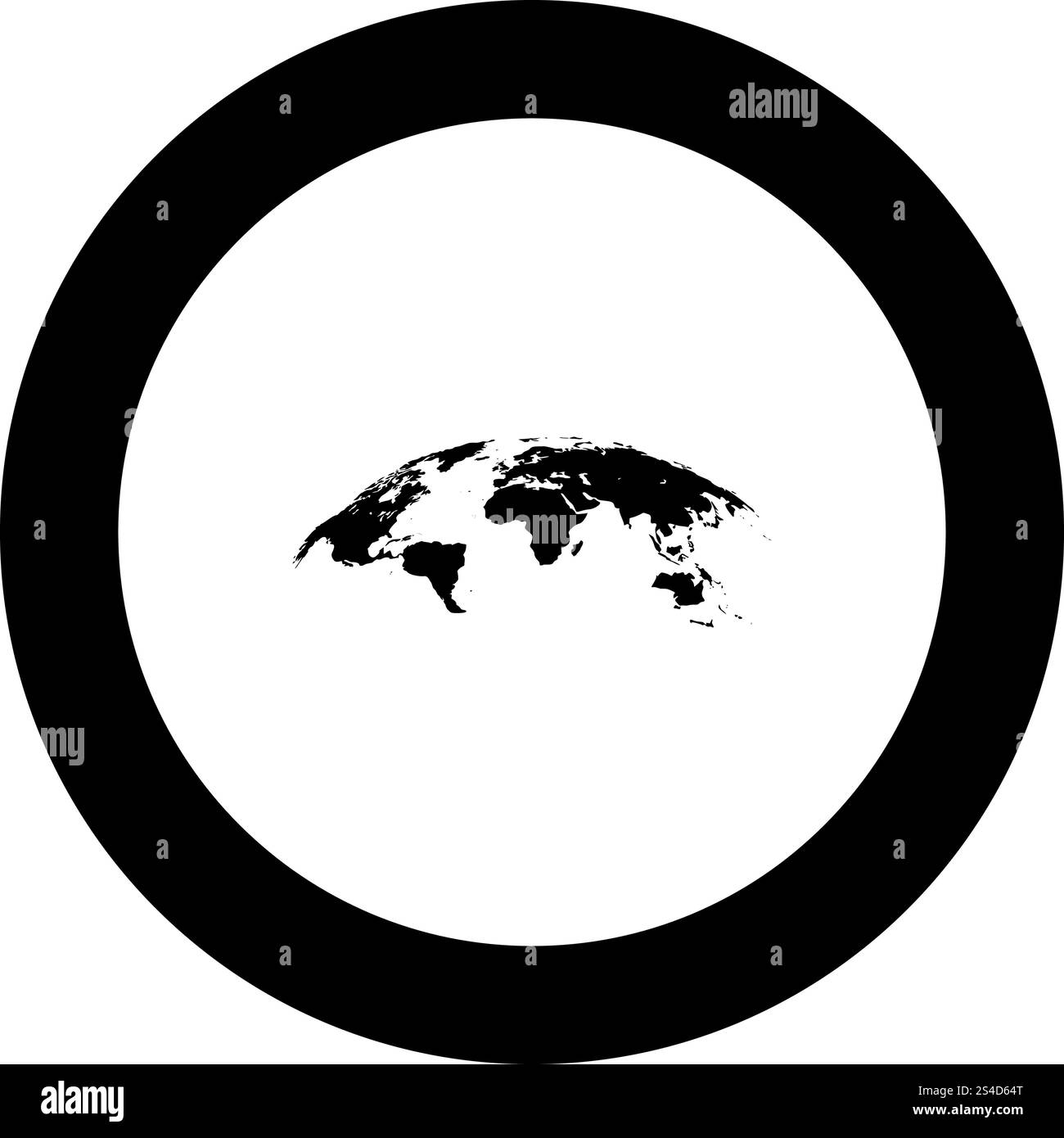 Map of world 3d effect surface icon black color in round circle vector ...