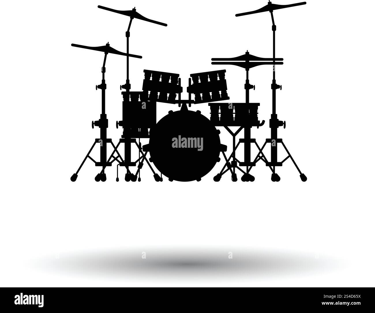 Drum set icon. White background with shadow design. Vector illustration ...